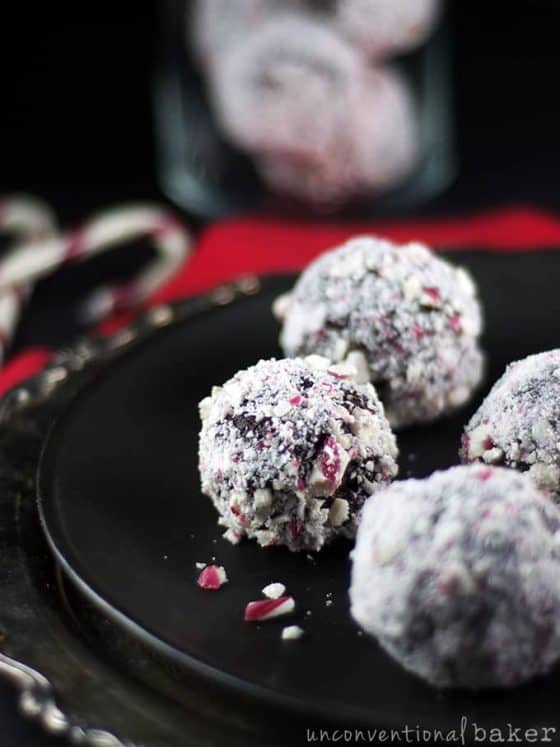 Gluten-Free Vegan Chocolate Peppermint Candy Cane Balls