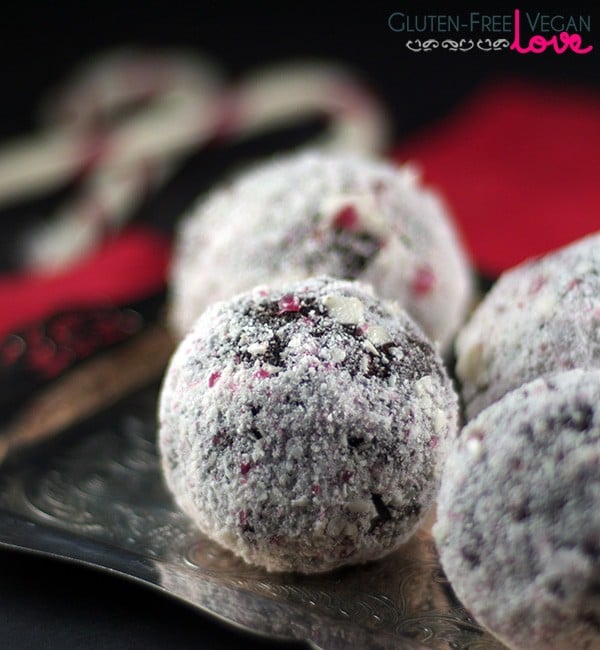 Gluten-Free Vegan Chocolate Peppermint Candy Cane Balls