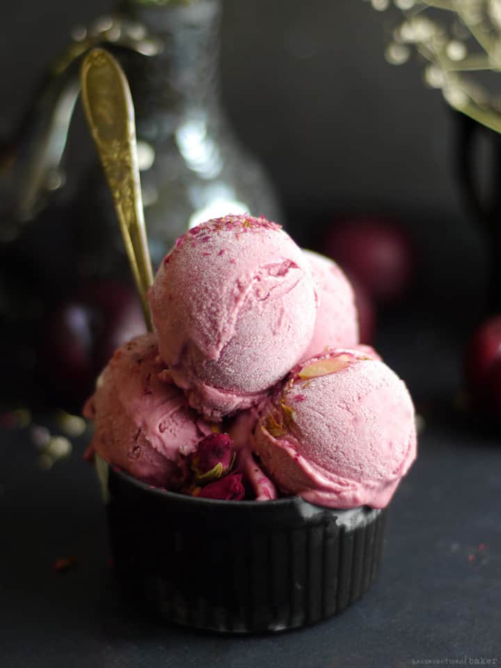 Balsamic Plum Ice Cream (Vegan and Refined Sugar-Free)