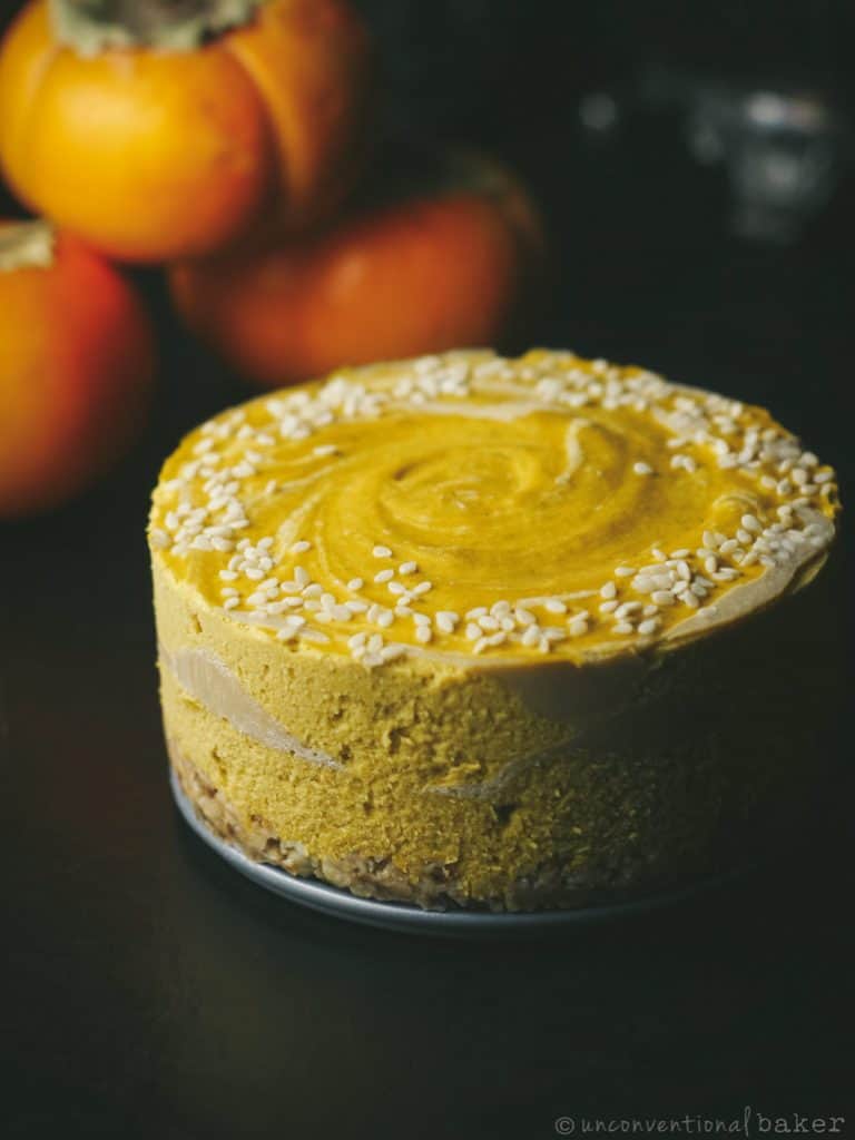 Tahini Persimmon Cheesecake (Vegan, Gluten-Free)
