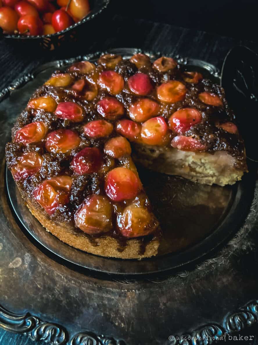Cherry Upside Down Cake (Vegan, Gluten-Free)